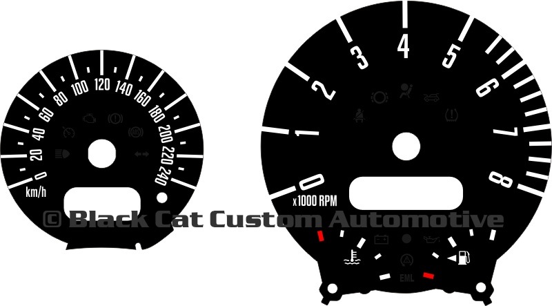 Black Cat Custom Automotive - Mini Gauge Faces in KMH